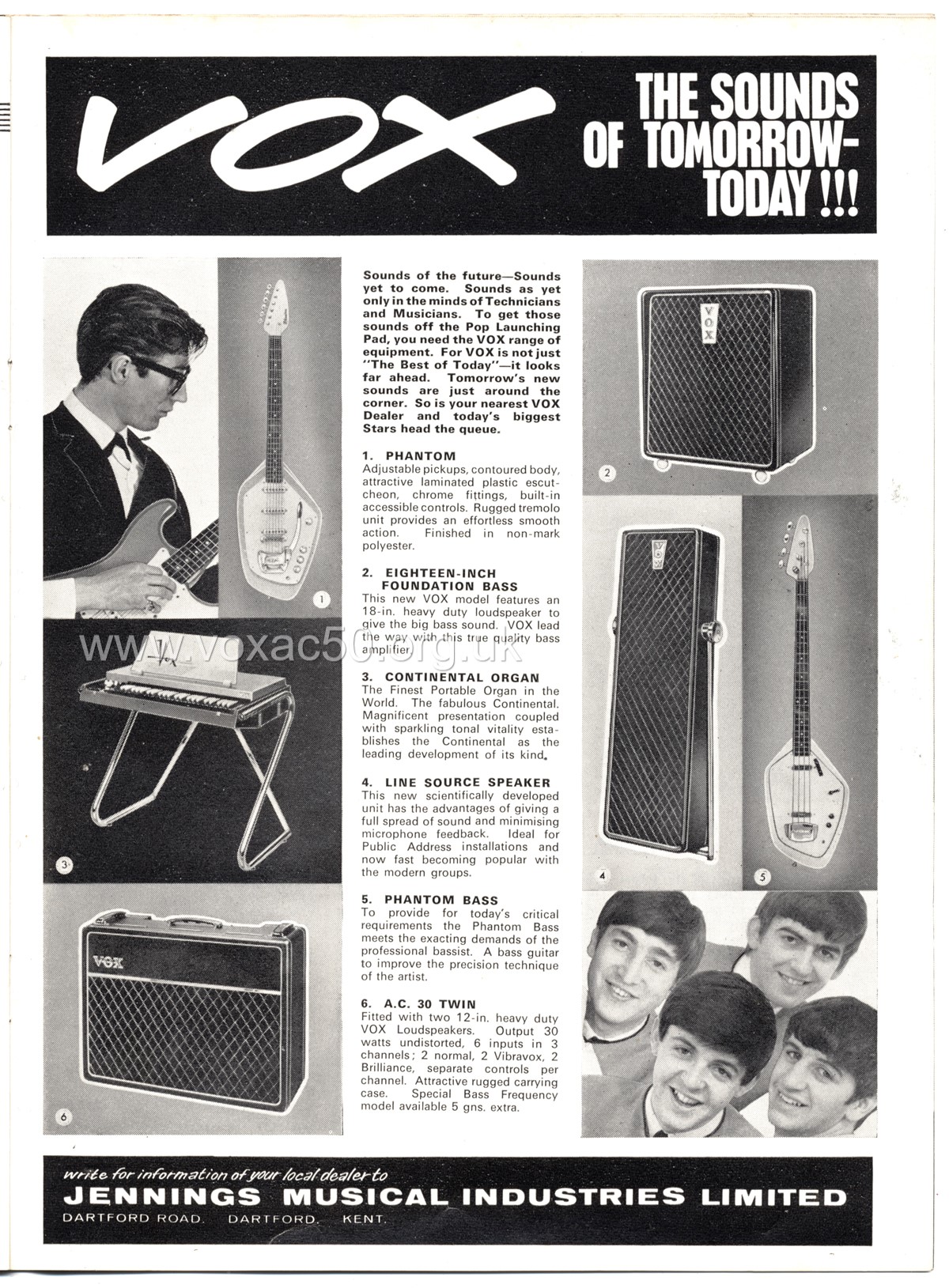 Vox adverts in Beat Monthly (Beat Instrumental) magazine 1964